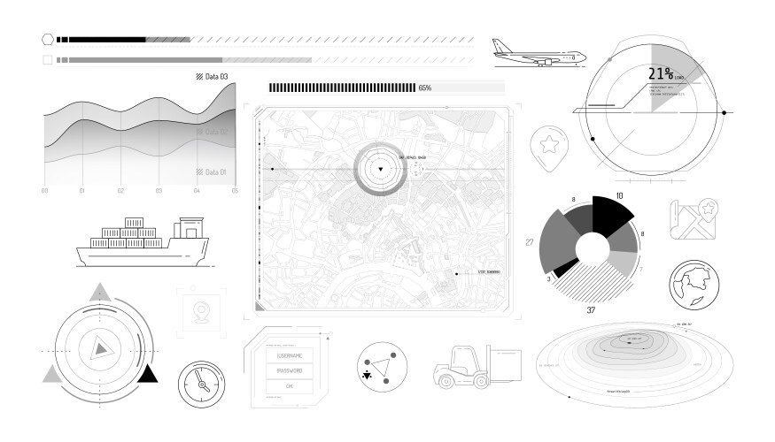Set of infographic elements about geolocation Vector Image