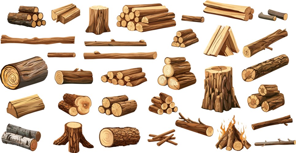 Cartoon campfire wood bonfire burning log Vector Image