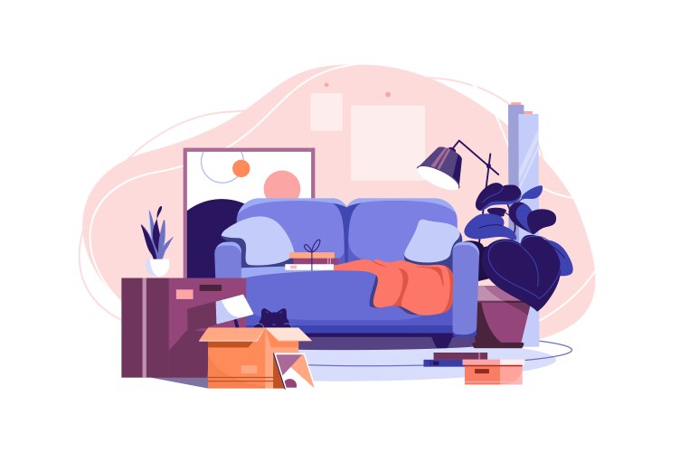 Moving to new house cartoon Royalty Free Vector Image