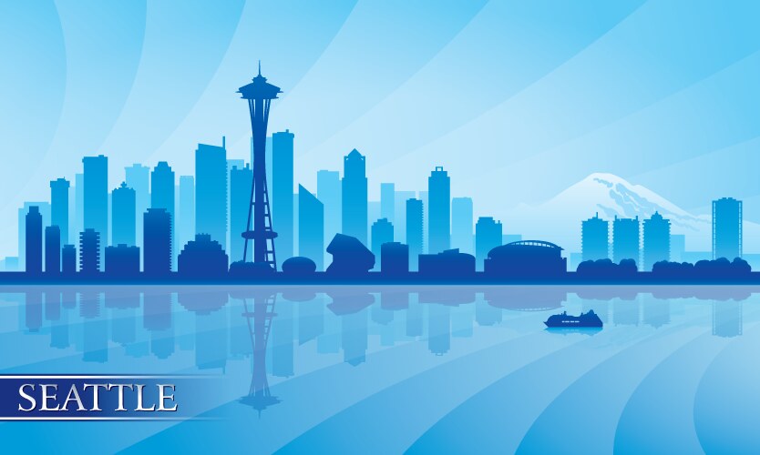 Seattle Skyline Mountain Vector Images (15)