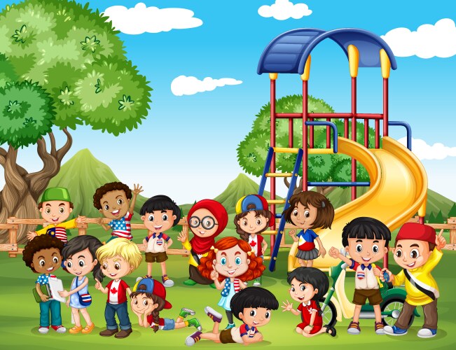 Children at Playground Royalty Free Vector Image