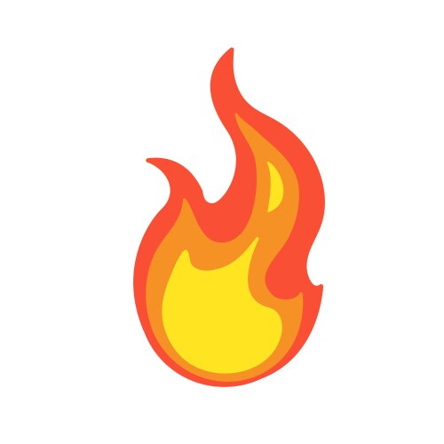 Simple flame icon in flat style Royalty Free Vector Image