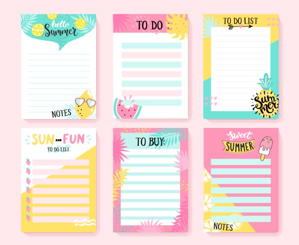 Set weekly planner and to-do-list templates Vector Image