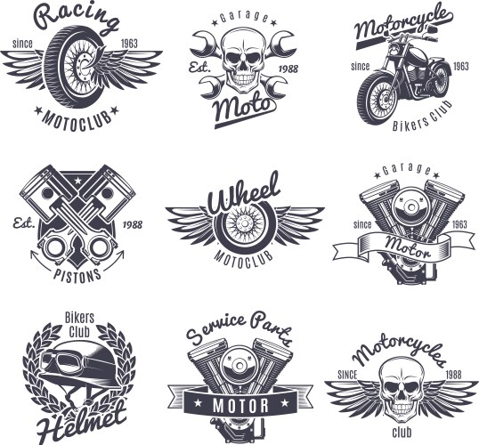 Set of racer emblem templates with motorcycle Vector Image