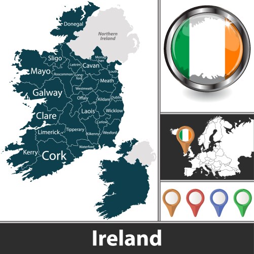 Ireland Map Counties Vector Images (over 490)