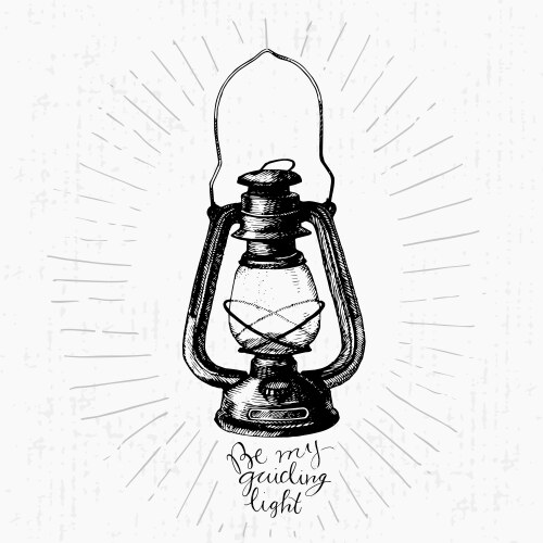 Vintage kerosene lamp design element for poster Vector Image