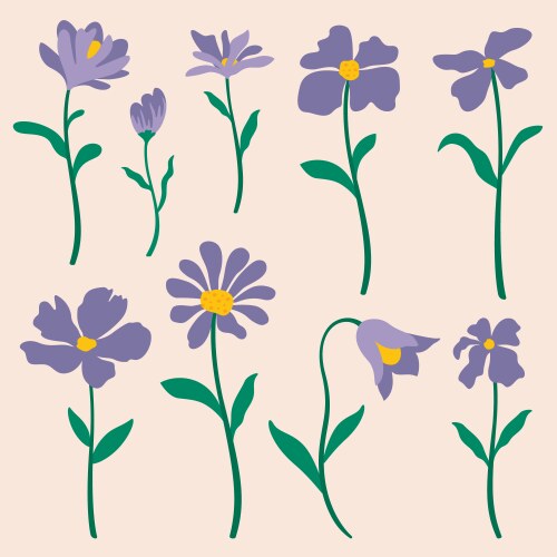 Set of modern flower Royalty Free Vector Image