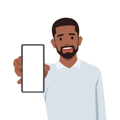 Young black man read text messages on mobile Vector Image
