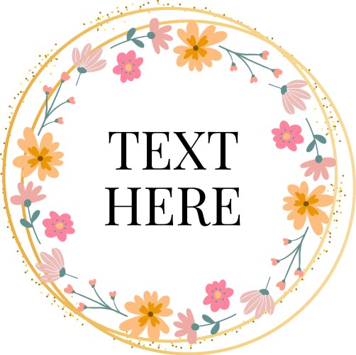 Floral circle made of different flowers Royalty Free Vector