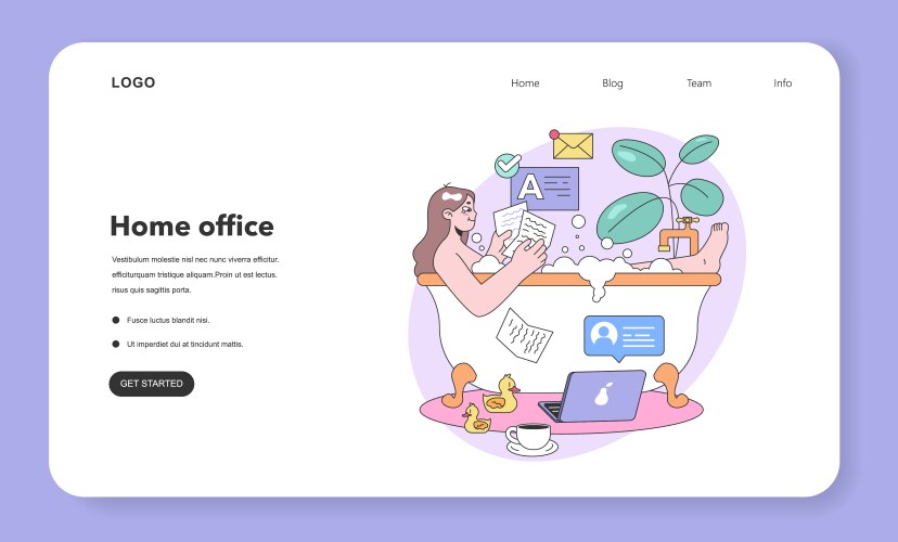 Relaxing work-from-home concept flat Royalty Free Vector