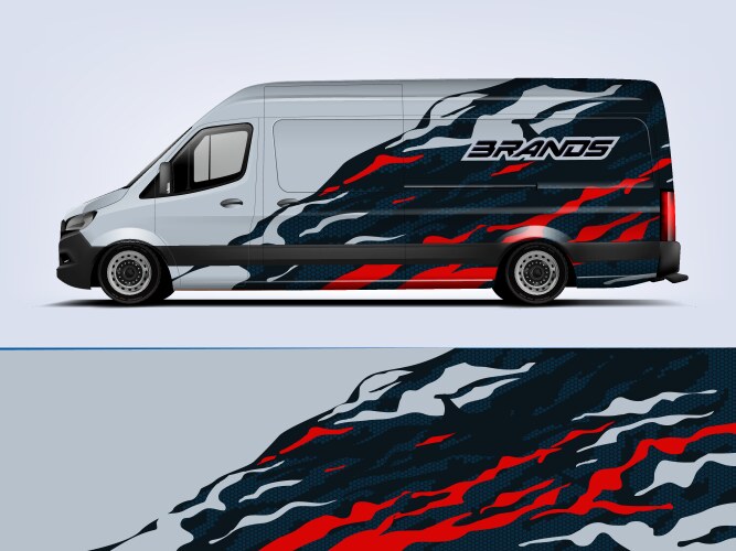 Full wrap van with vinyl sticker sample Royalty Free Vector