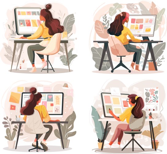 Business people work at office cartoon Royalty Free Vector
