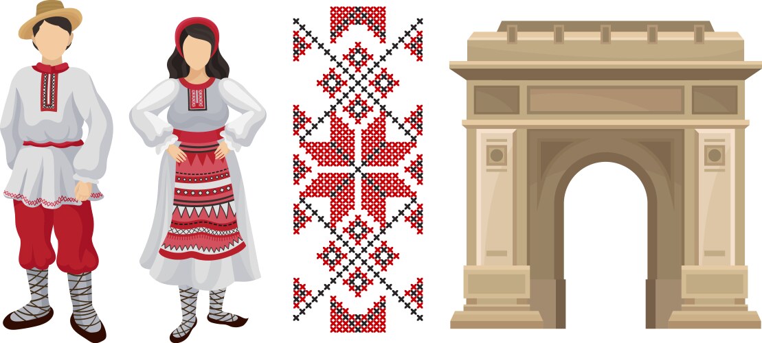 Romanian traditional architecture and male Vector Image