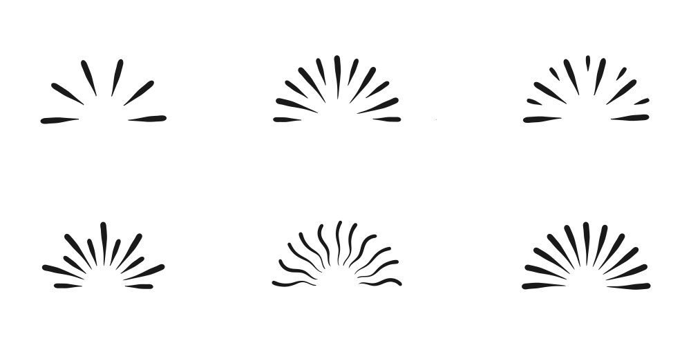 Sunbirst symbol light rays in thin dashed line Vector Image