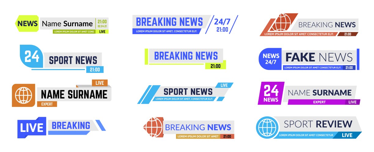 Tv broadcast title television broadcasting Vector Image