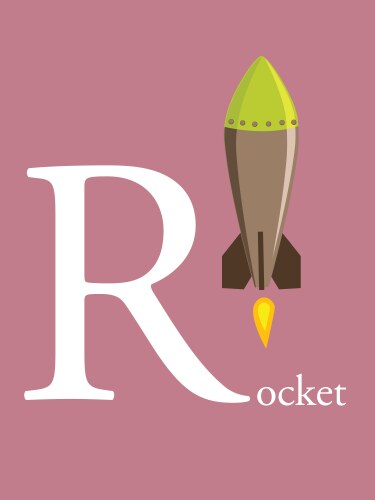 Letter r uppercase tracing rocket Royalty Free Vector Image