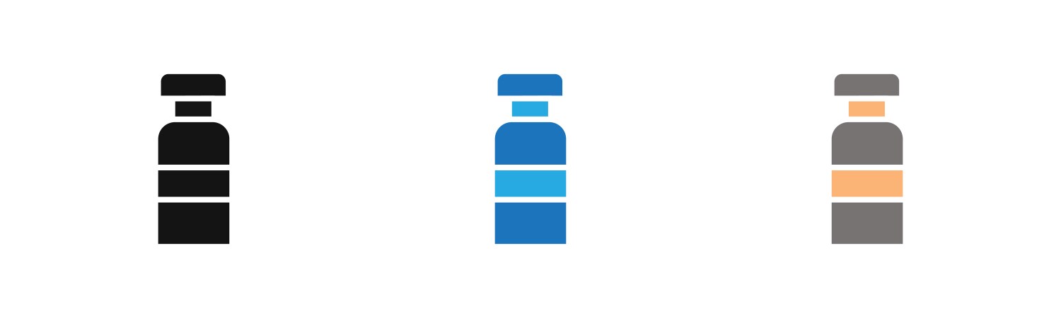Injection vial linear logo mark in black and white