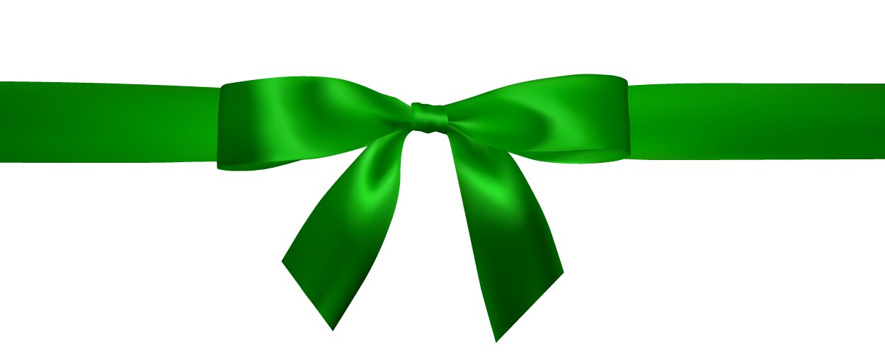 Realistic green bow with horizontal ribbons Vector Image