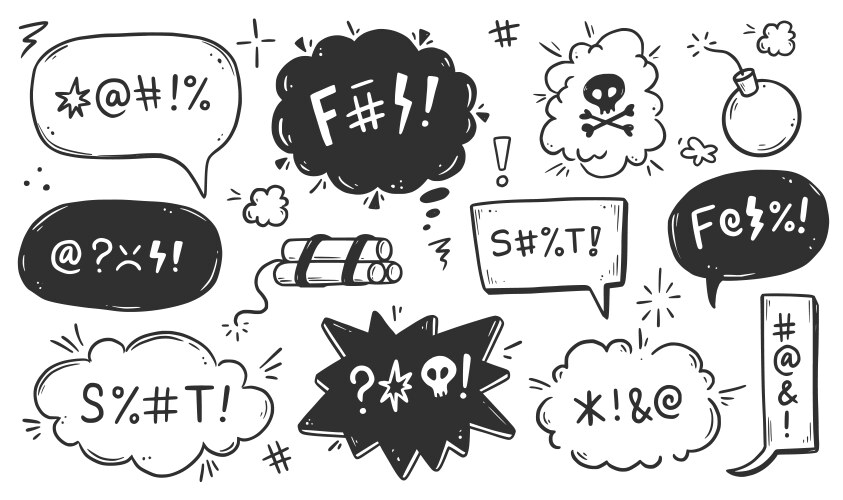 Swear or curse word in bomb bubble anger concept Vector Image
