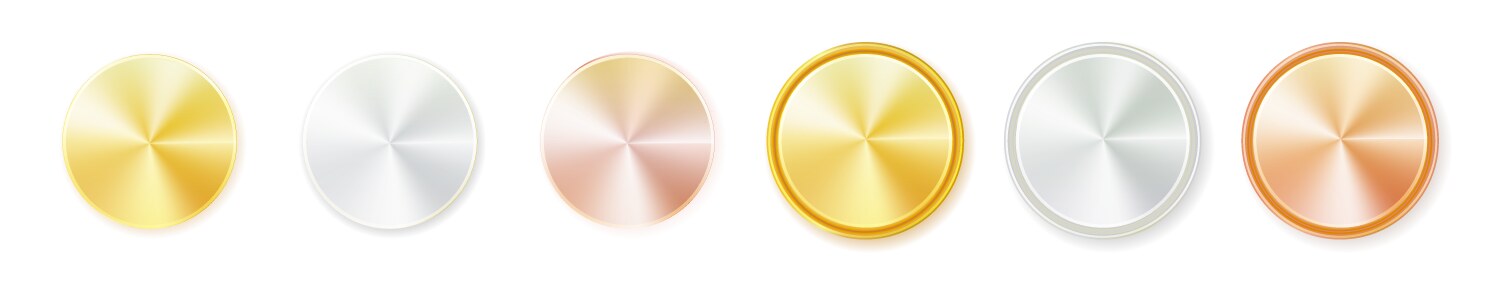 Medals logo round awards in gold silver Royalty Free Vector