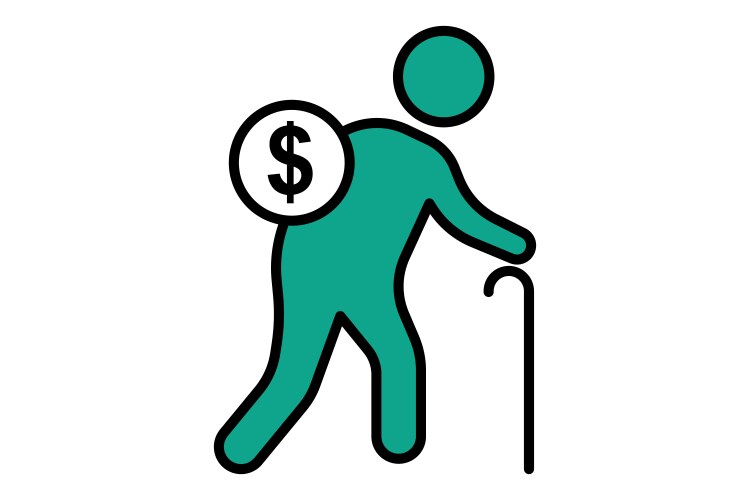Retirement icon elderly using walking stick Vector Image