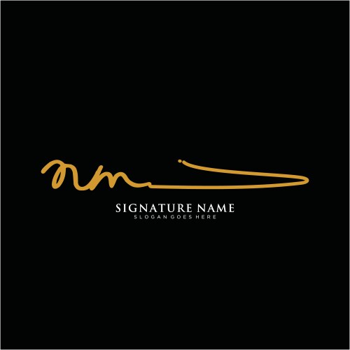Mh initial logo in signature style template Vector Image