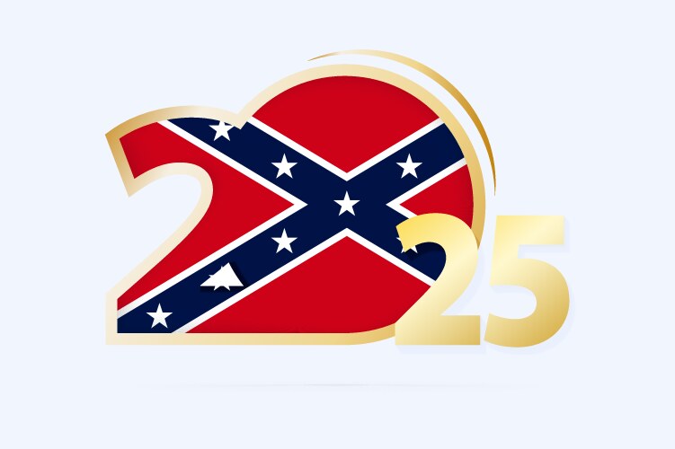Year 2025 with flag of confederate and in color Vector Image