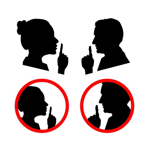 Man face profile with hand shhh forbidden icon Vector Image