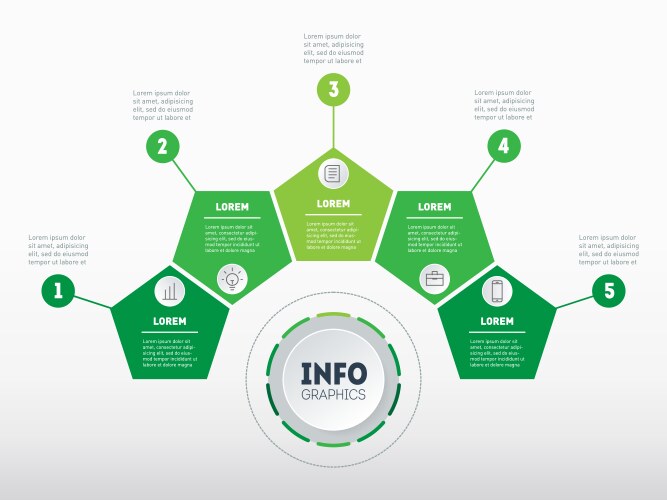 5-point business framework with numbered steps Vector Image