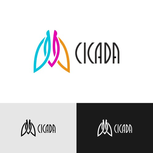 Cicada colorful symbol insect top view logo Vector Image