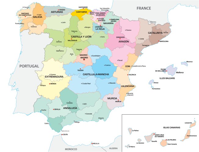 Catalonia administrative and political map Vector Image