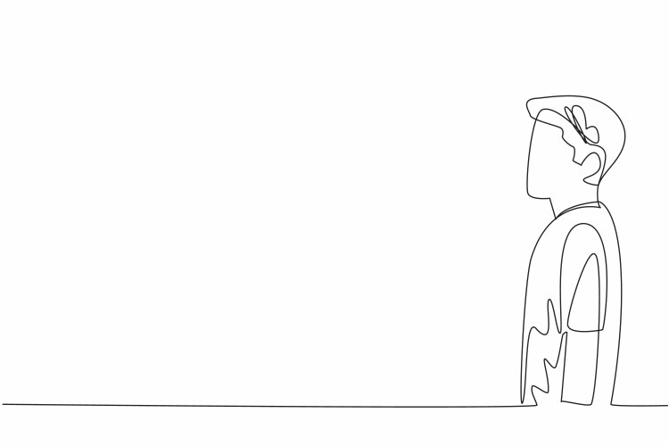 Single continuous line drawing teenage boy Vector Image