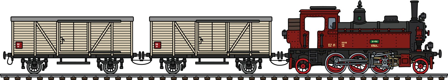 Vintage red small steam locomotive Royalty Free Vector Image