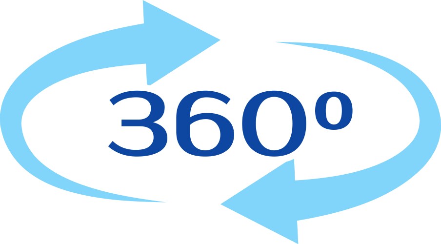 360 degrees angle showing continuous process Vector Image