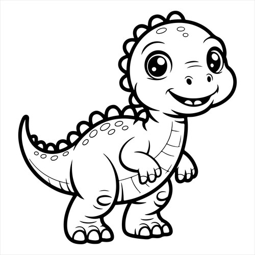 Cute Dinosaur Coloring Page – Royalty-Free Vector | VectorStock