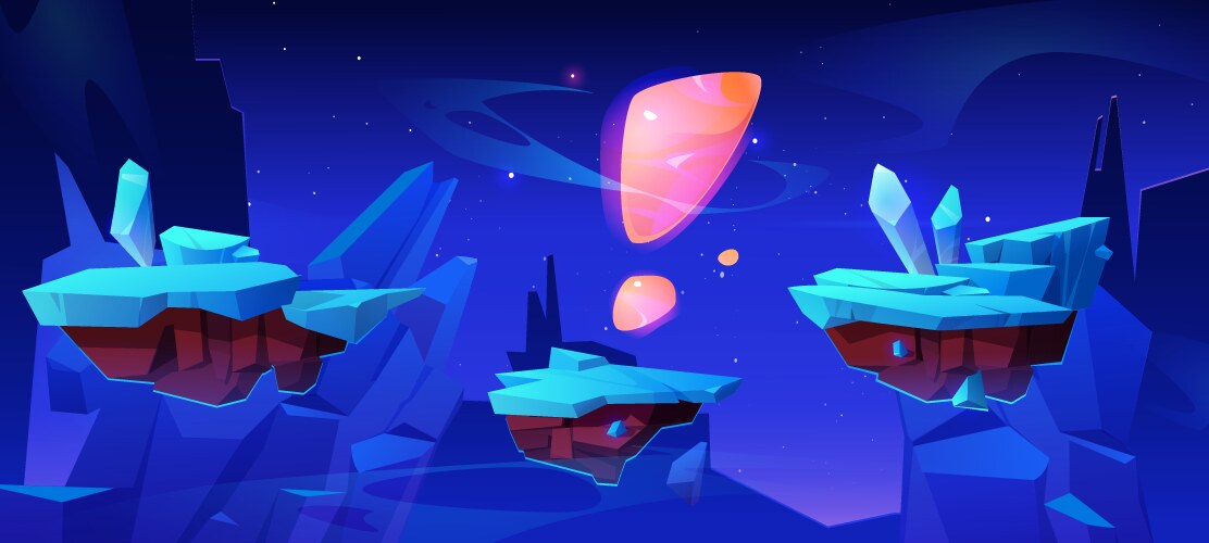 Floating Islands Game Background Level Design Vector Image