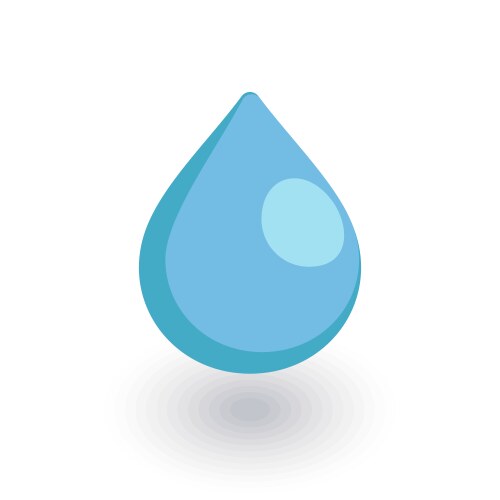 Blue shiny water drop isolated on white background