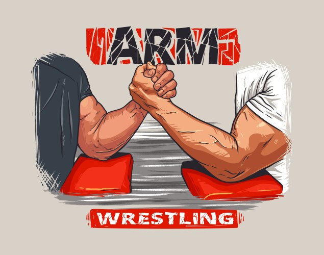 Competition on arm wrestling black background Vector Image