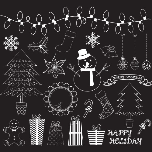 Hipster christmas tree on chalkboard background Vector Image