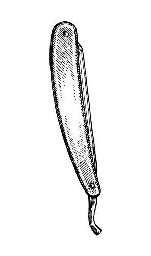 Folding straight razor ink sketch Royalty Free Vector Image