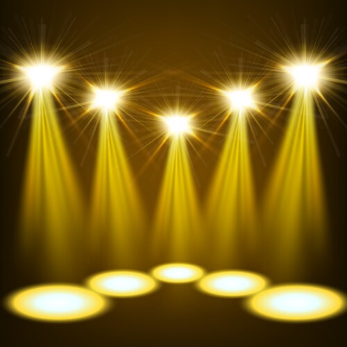 Gold spotlight shining Royalty Free Vector Image