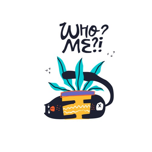 Guilty cat excuse color flat hand drawn Royalty Free Vector