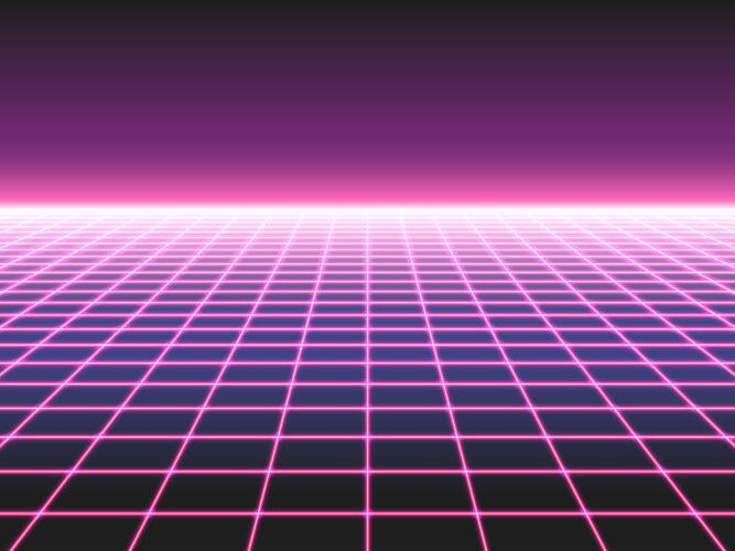 Abstract 80s retro neon glowing sun with glitch ef
