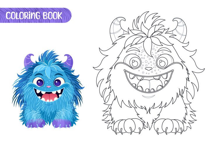 Coloring book for kids cute funny monster Vector Image