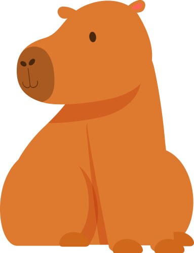 Cute capybara sitting and looking sideways Vector Image
