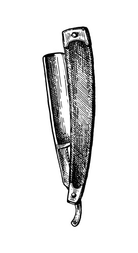 Folding straight razor ink sketch Royalty Free Vector Image