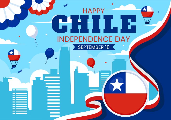 Happy chile independence day with waving flag Vector Image