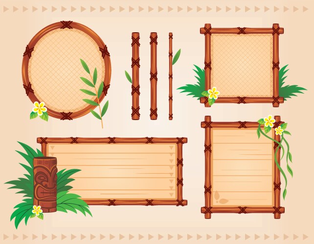 Brown bamboo frame with vintage paper Royalty Free Vector