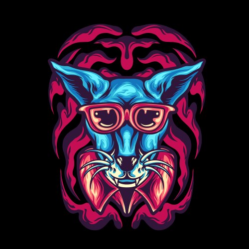 Funky cat cartoon mascot silhouette Royalty Free Vector