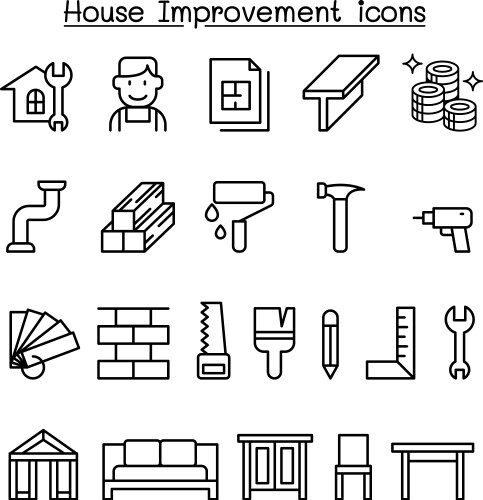 Smart home icons set on white background line Vector Image